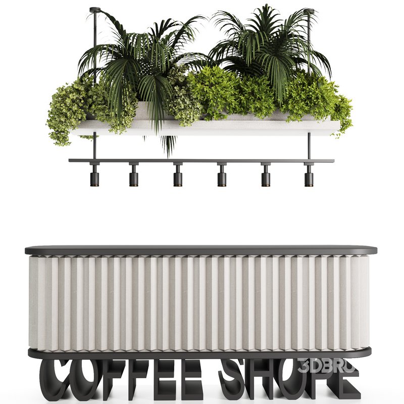 Reception Desk With Hanging Plants - Set11 3d model 3dbrute