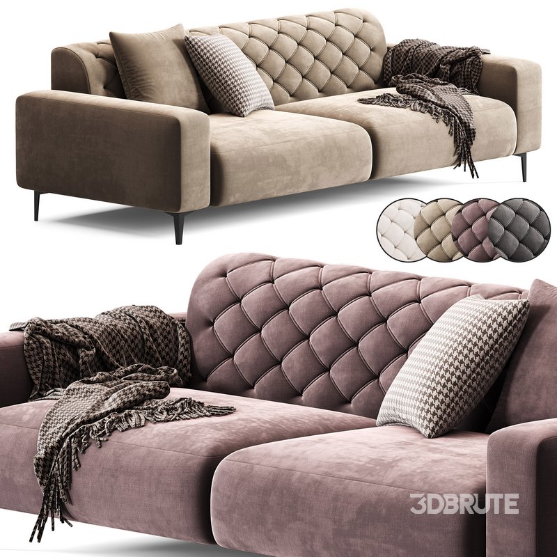 Boston Capitonne sofa - Download -3d Models Free -3dbrute