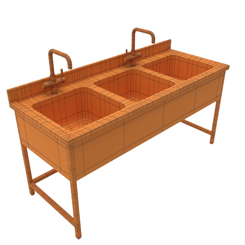 Triple Bowl Sink - Download -3d Models Free -3dbrute