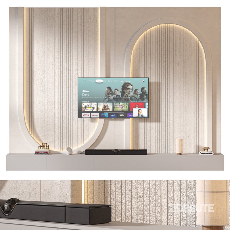 TV wall set 23 - Download -3d Models Free -3dbrute