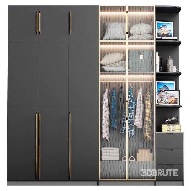 Wardrobe with clothes - Download -3d Models Free -3dbrute