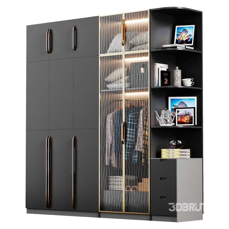 Wardrobe with clothes - Download -3d Models Free -3dbrute