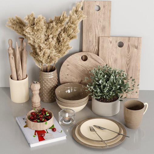 Kitchen decor set 01 - 3dbrute : 3dmodel furniture and decor