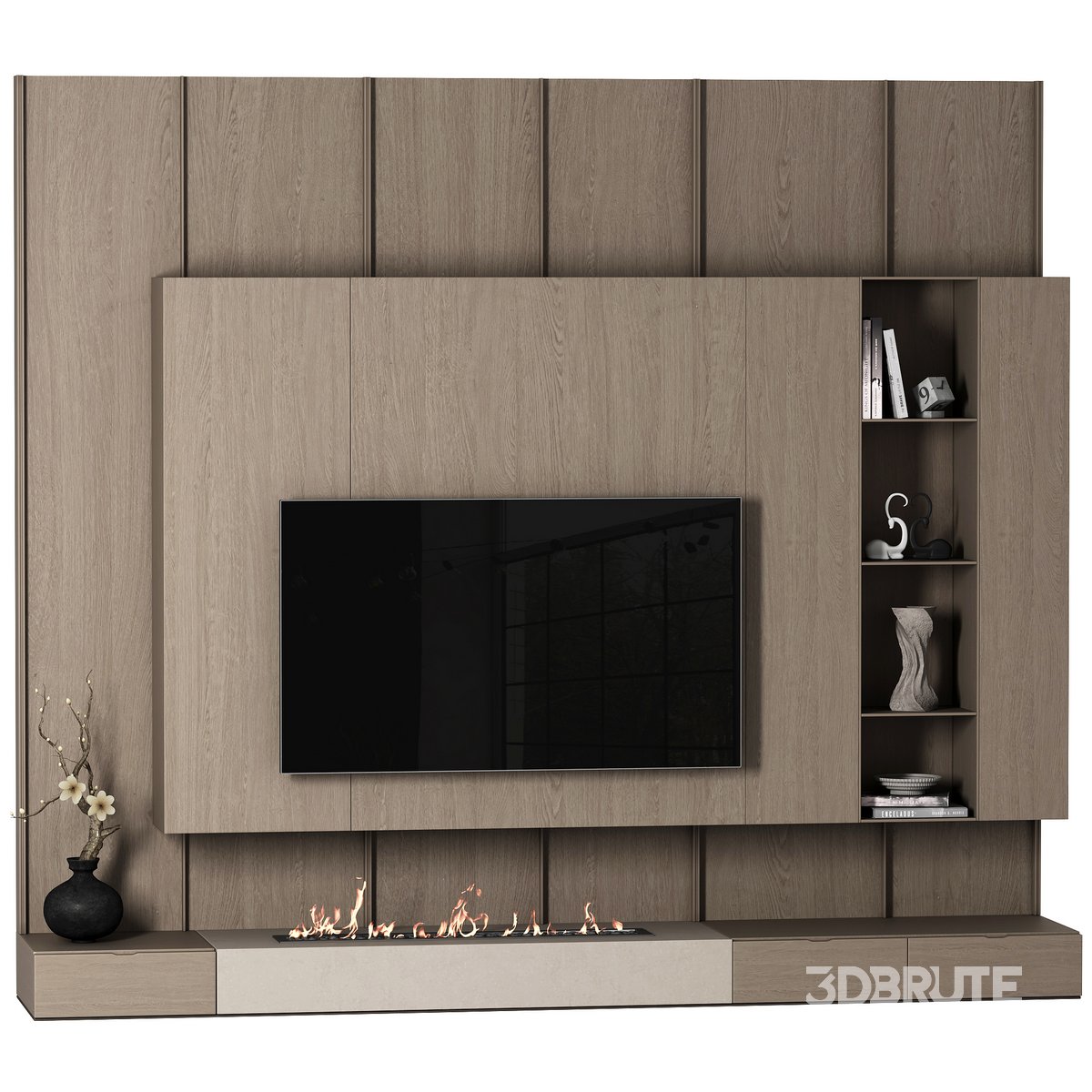 Tv Wall set R17 3d model 3dbrute