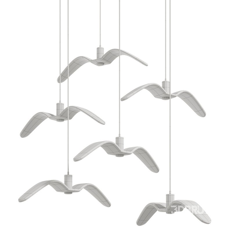 Hanging plastic Led Lamp Bird 3d model 3dbrute