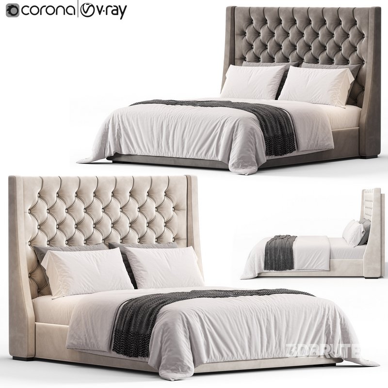 Barron Beds Zoya Grandeur Curved Wingback Bed - 3dbrute : 3dmodel ...