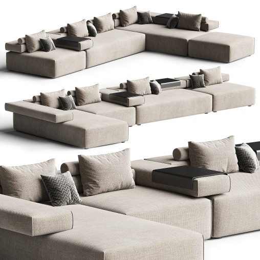 CINDER BLOCK modular sofa 3-4 3D model 3dbrute