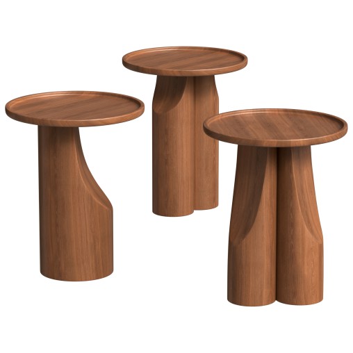 Round walnut side table 3D model 3dbrute