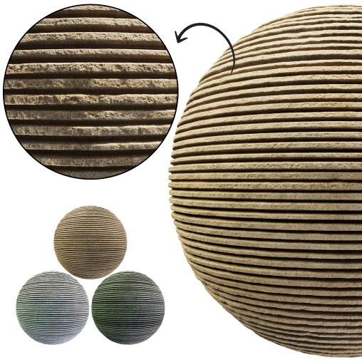 Ribbed Concrete wall 01- Seamless 3D model 3dbrute