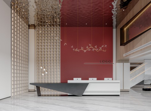 Reception Lobby Office 3D model 3dbrute