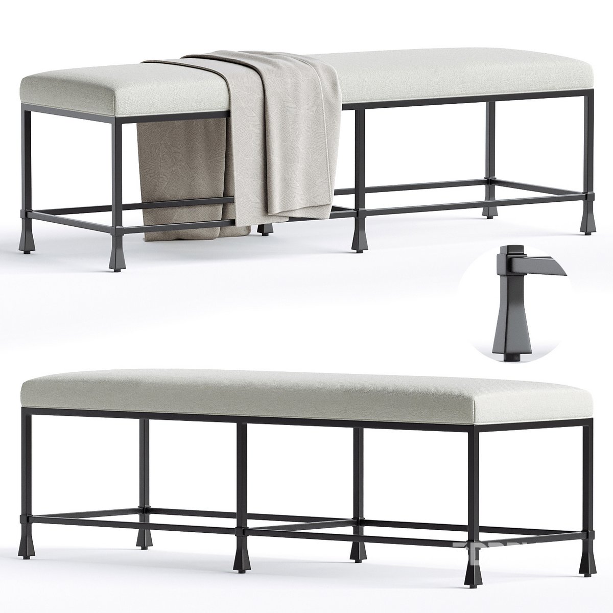 Ruby Bed Bench 3d model Buy Download 3dbrute