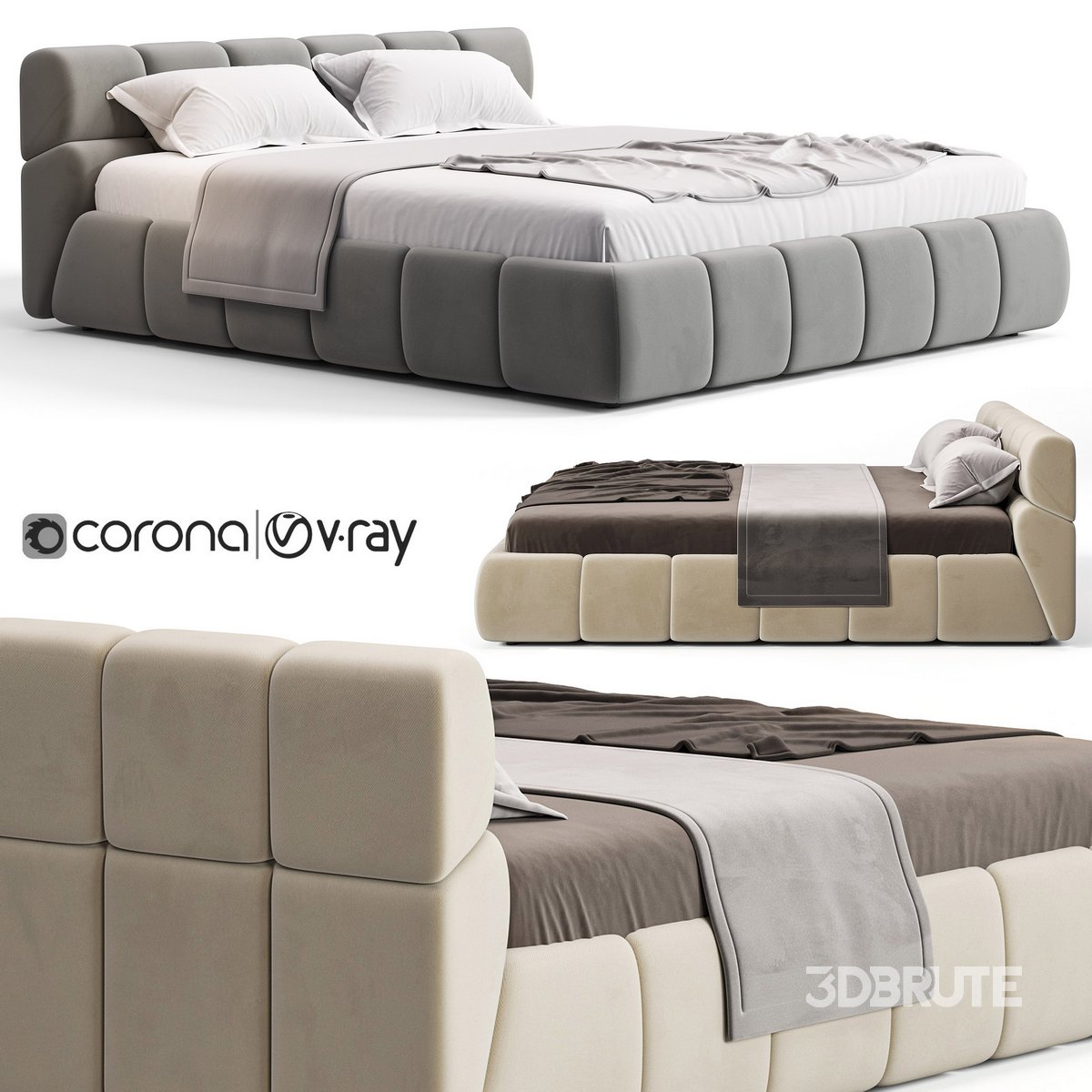 B&B ITALIA Tufty Bed 3d model 3dbrute