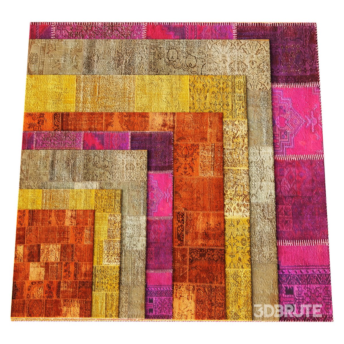 Turkish Patchwork Rugs 3d model 3dbrute