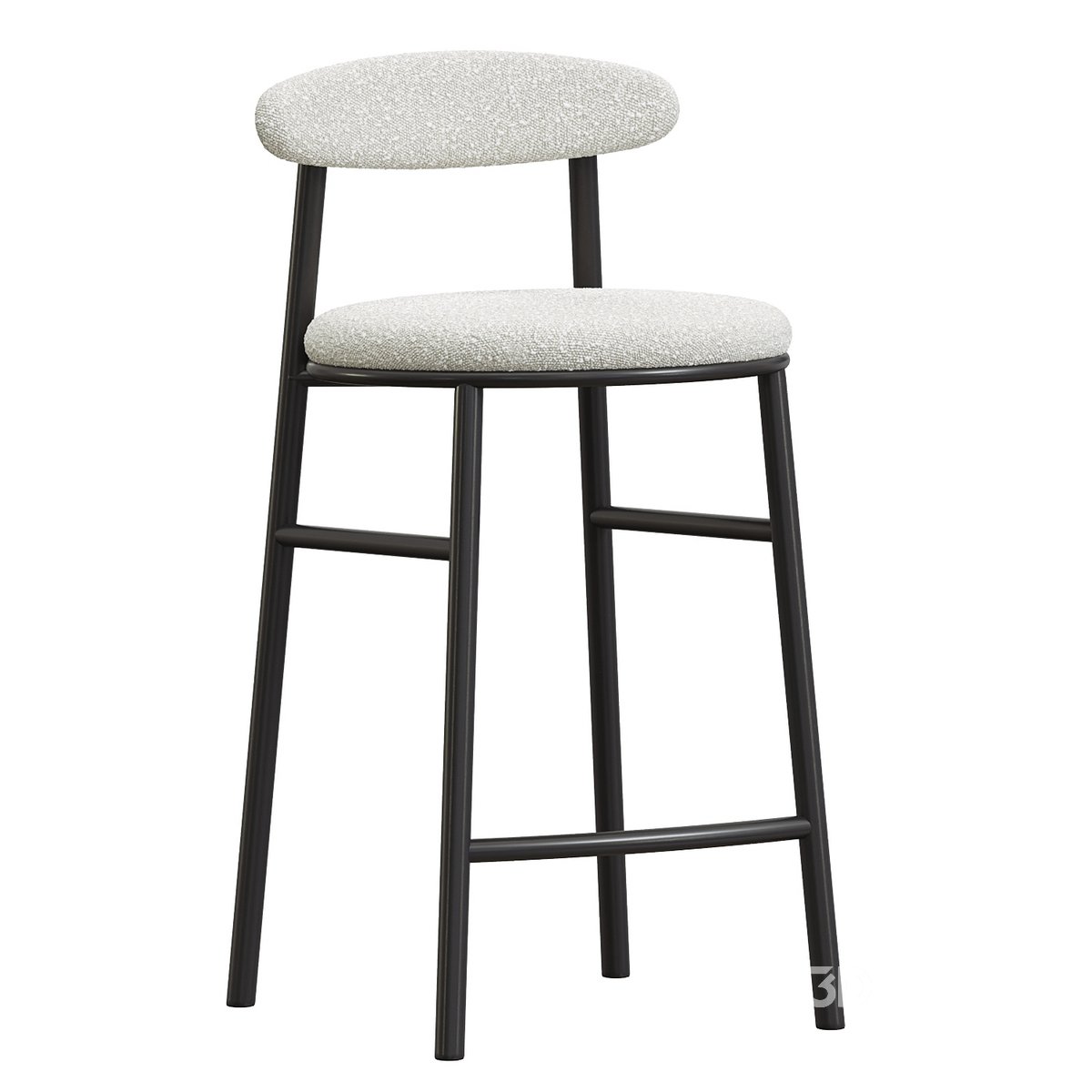 Oneal 65cm Bar Stool Moon White Boucle and Black Legs - Download -3d ...