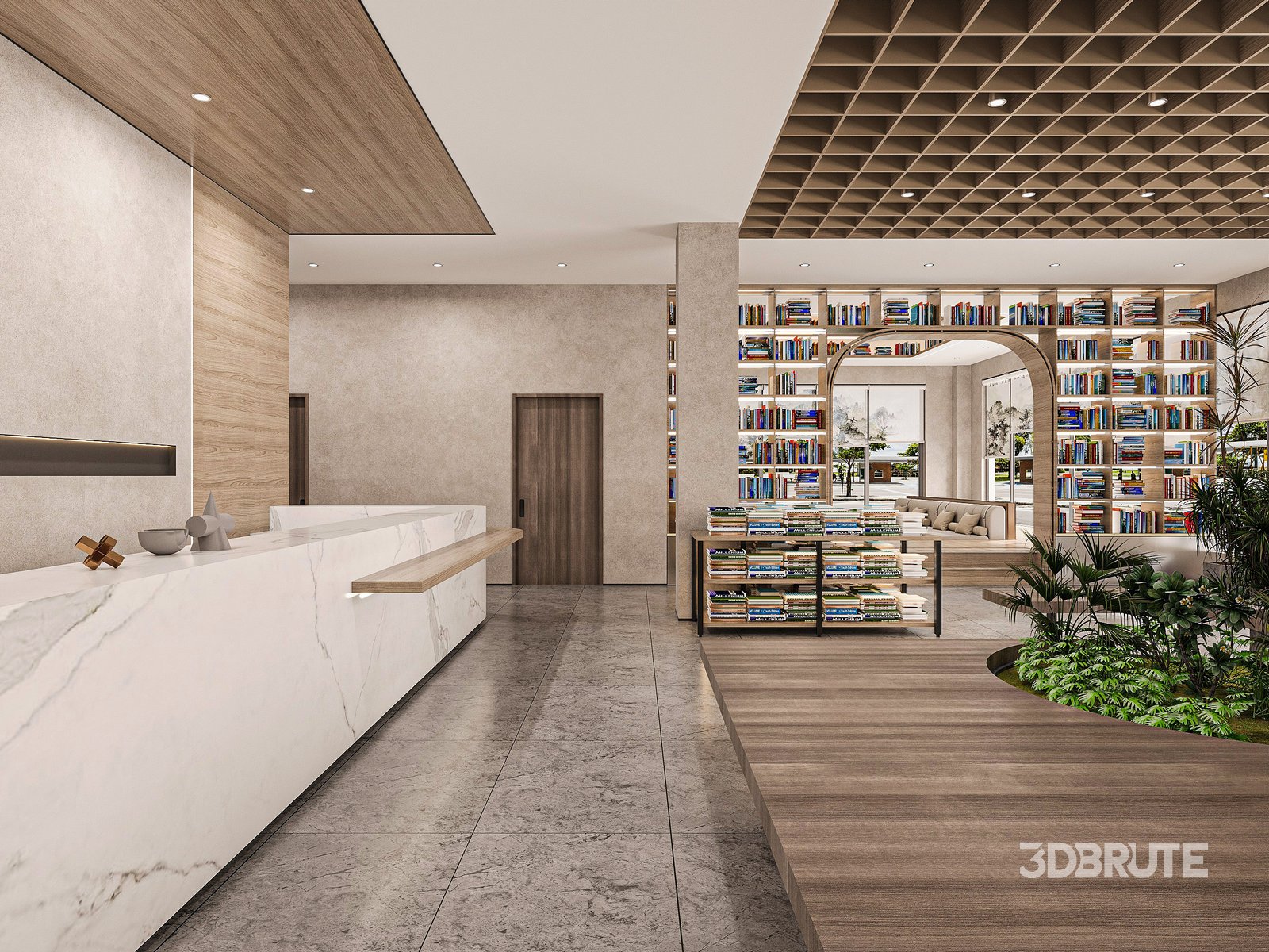 Modern Library 3d model 3dbrute