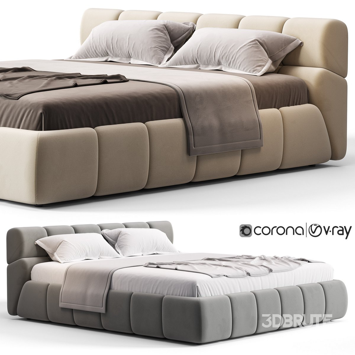 B&B ITALIA Tufty Bed 3d model 3dbrute