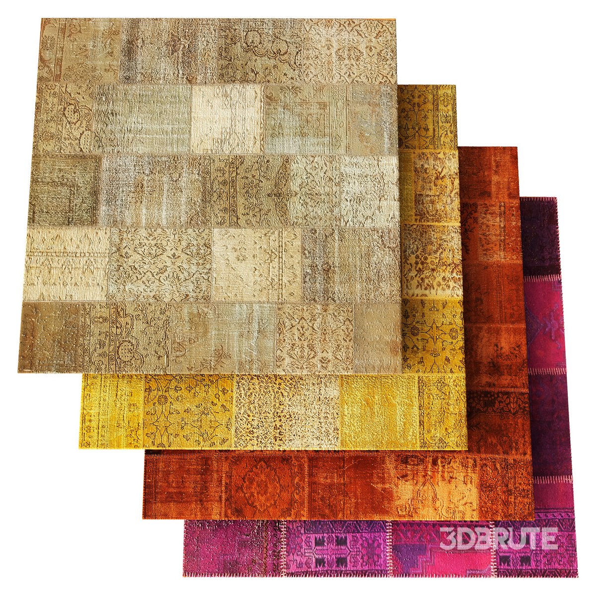 Turkish Patchwork Rugs 3d model 3dbrute